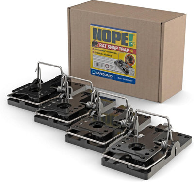 NOPE Rat Snap Trap (4-pack) Reusable Super-Strength Rat & Mouse Traps ...