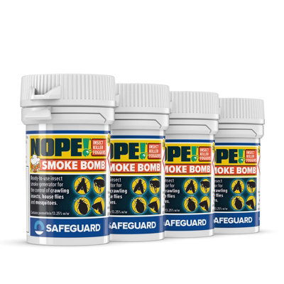 NOPE Smoke Flea Bombs For The Home (x4), Low Odour, Non-Staining, Non ...