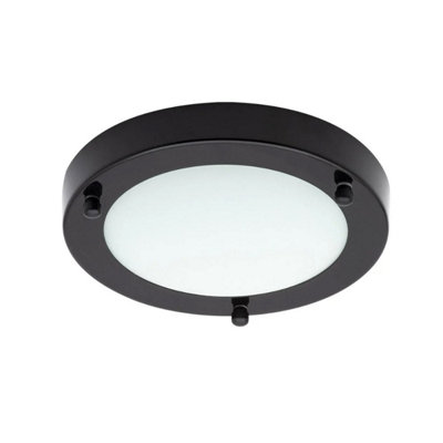 NORA - CGC Satin Black Circular Flat Light | DIY at B&Q