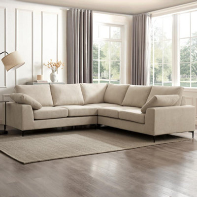 Nora Corner Sofa, Beige Linen Fabric