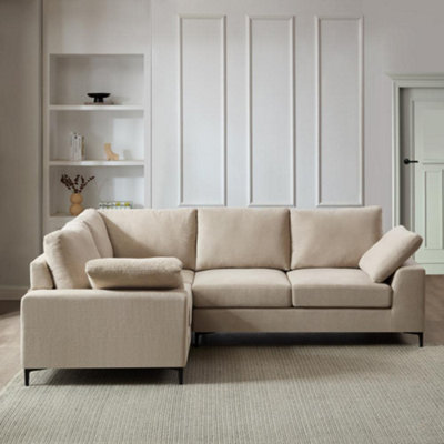 Nora Left-Hand Facing Corner Sofa, Beige Linen