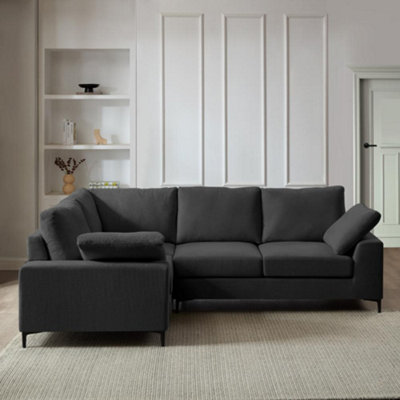 Nora Left-Hand Facing Corner Sofa, Charcoal Linen