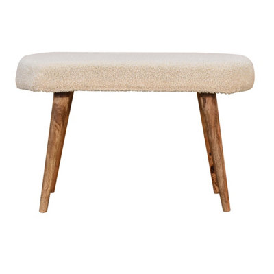 Nordic Cream Boucle Upholstered Bench
