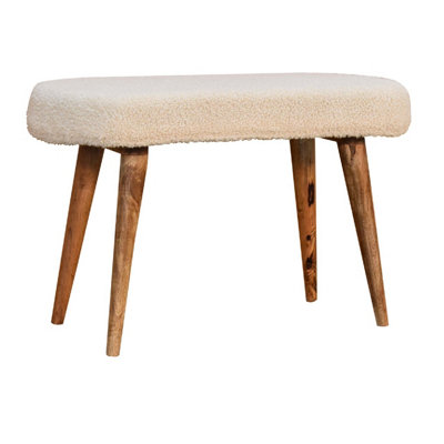 Nordic Cream Boucle Upholstered Bench