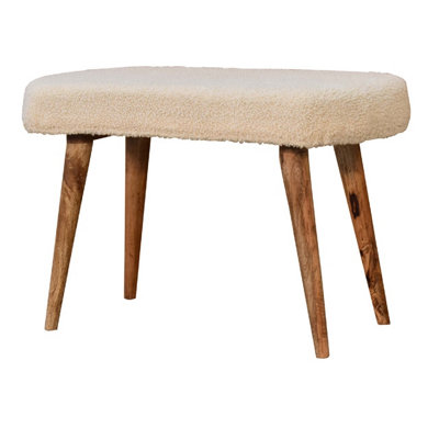 Nordic Cream Boucle Upholstered Bench