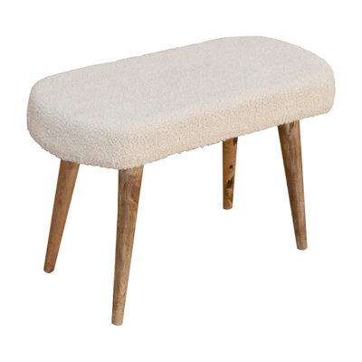 Nordic Cream Boucle Upholstered Bench