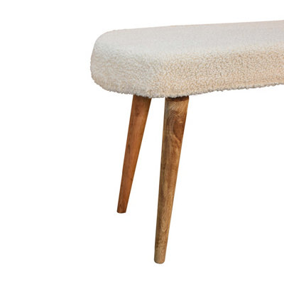 Nordic Cream Boucle Upholstered Bench