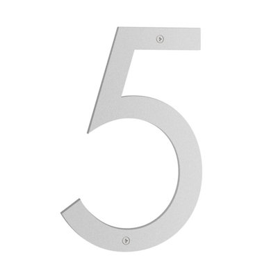 NORDIC - House Number 5. Matt grey. Height 230 mm. Complete.