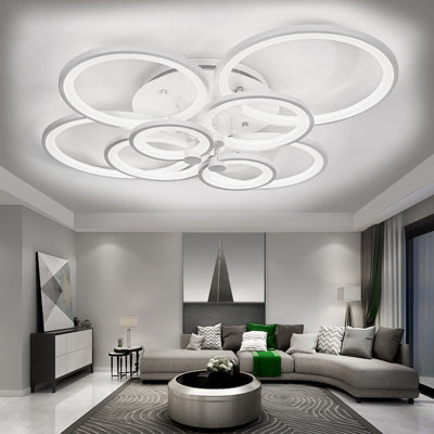 Nordic-Inspired 8-Ring LED Semi-Flush Mount Ceiling Light - Modern ...