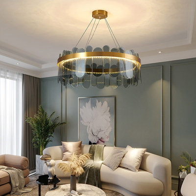 NORDIC SMOKY GRAY CRYSTAL OVAL CHANDELIER PENDANT LIGHT CEILING LIGHT 60 CM