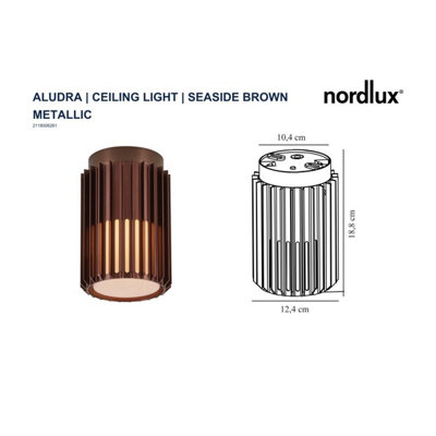 Nordlux Aludra Ceiling Light Seaside Outdoor Lighting in Brown Metallic 18.8cm Tall