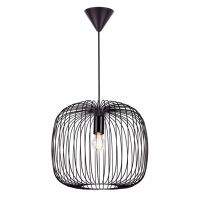 Nordlux Beroni Wire Frame Pendant Ceiling Light Black E27 | DIY at B&Q