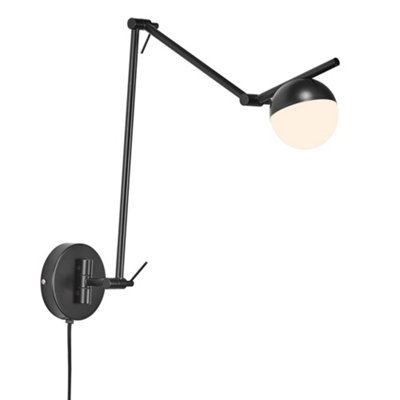 Nordlux Contina Indoor Living Dining Bedroom Metal Wall Light in Black (Diam) 12.5cm | DIY at B&Q