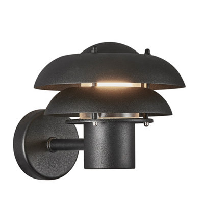 Nordlux Kurnos Outdoor Patio Terrace Metal Wall Light in Black (Diam ...