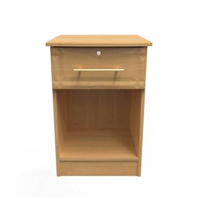 Norfolk 1 Drawer Bedside Cabinet - Lockable in Modern Oak (Ready Assembled)