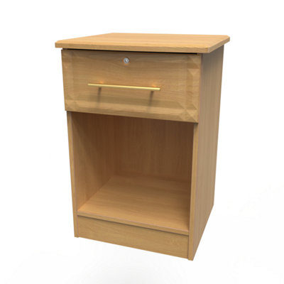 Norfolk 1 Drawer Bedside Cabinet - Lockable in Modern Oak (Ready Assembled)