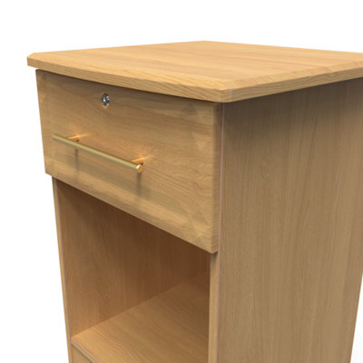 Norfolk 1 Drawer Bedside Cabinet - Lockable in Modern Oak (Ready Assembled)