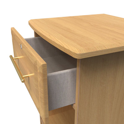 Norfolk 1 Drawer Bedside Cabinet - Lockable in Modern Oak (Ready Assembled)