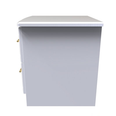 Norfolk 2 Drawer Bedside Cabinet - Lockable in White Ash (Ready Assembled)