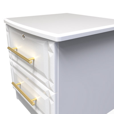 Norfolk 2 Drawer Bedside Cabinet - Lockable in White Ash (Ready Assembled)