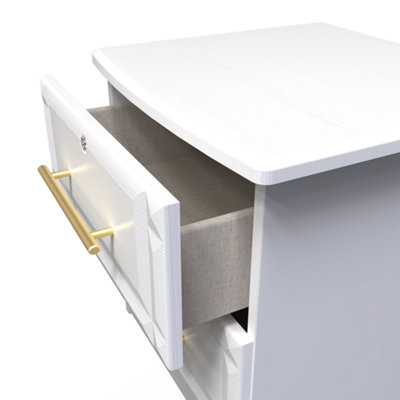 Norfolk 2 Drawer Bedside Cabinet - Lockable in White Ash (Ready Assembled)
