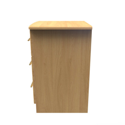 Norfolk 3 Drawer Bedside Cabinet - Lockable in Modern Oak (Ready Assembled)