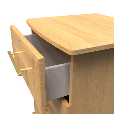 Norfolk 3 Drawer Bedside Cabinet - Lockable in Modern Oak (Ready Assembled)