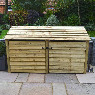 Normanton 4ft Log Store with Doors - L80 x W230 x H128 cm - Light Green