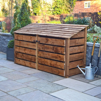 Normanton 4ft Log Store with Doors - L80 x W230 x H128 cm - Rustic ...