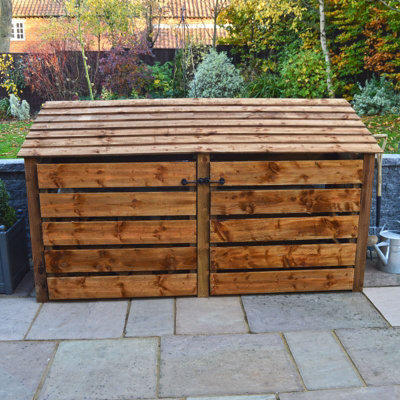 Normanton 4ft Log Store with Doors - L80 x W230 x H128 cm - Rustic Brown