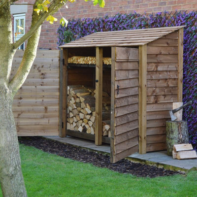 Normanton 6ft Log Store with Doors and Kindling Shelf - L80 x W230 x ...
