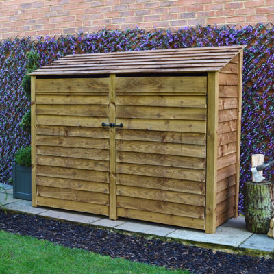 Normanton 6ft Log Store with Doors - L80 x W230 x H181 cm - Rustic Brown