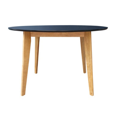 Norse Dining Table Black top Oak legs