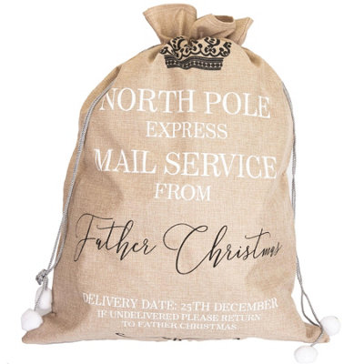 North Pole Express Beige Hessian Sack Perfect for Holiday Gifts and ...