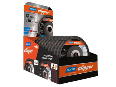 NORTON Clipper 115mm Rapid Strip Metal Discs - Counter Display of 10 ...
