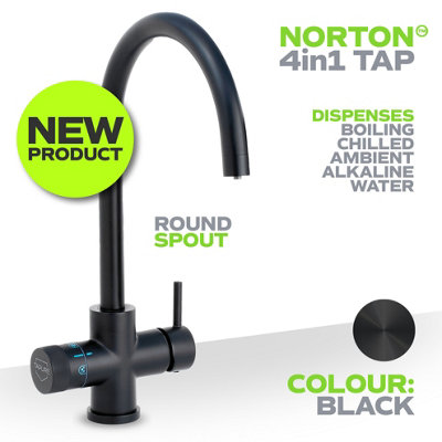 NORTON Tapure 4-in-1 Tap MATTE BLACK Round Spout filtered Boiling ...