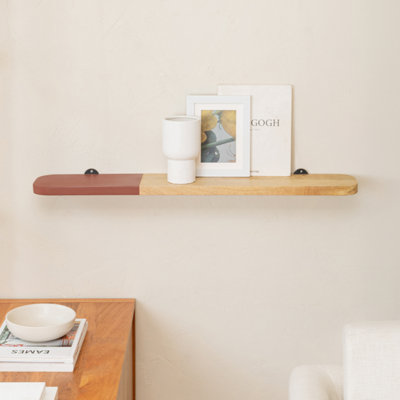 Norton Wall Shelf Solid Wood Natural Walnut Floating Shelf Living ...