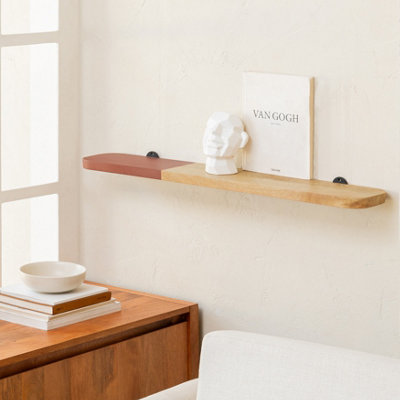 Norton Wall Shelf Solid Wood Natural Walnut Floating Shelf Living ...