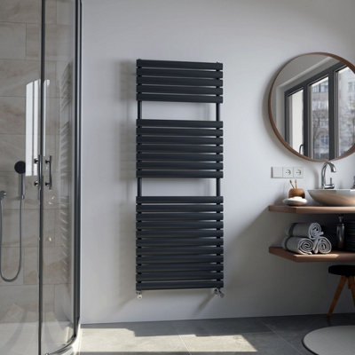 Nova Anthracite Designer Flat Panel Heated Towel Rail 1570x600mm
