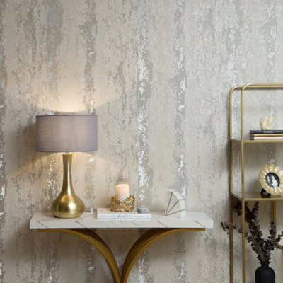 Nova Metallic Wallpaper in Warm Grey and Silver