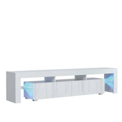 Nova TV Unit 200cm White with High Gloss Doors and LED Lighting ...