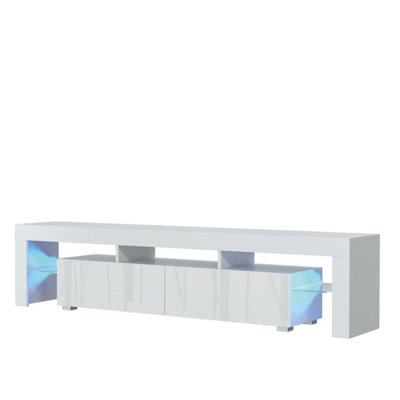 Nova TV Unit 200cm White with High Gloss Doors and LED Lighting ...