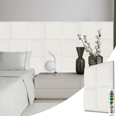 NOVECRAFTO Velvet Padded Wall Panels Pack of 4 with Adhesive 30x30cm ...