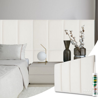 NOVECRAFTO Velvet Padded Wall Panels Pack of 6 with Adhesive 60 x 30 cm ...