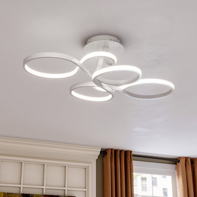 Novel Stylish Curved LED Ceiling Light with Round Canopy 70 cm Cool ...