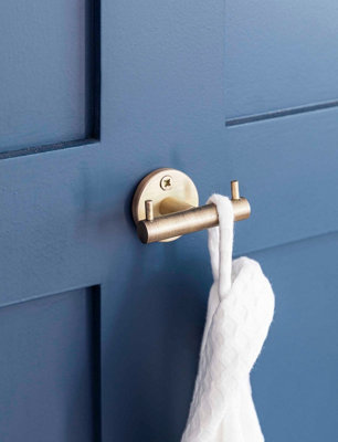 Novello Antique Brass Bathroom Door Double Dressing Gown Robe Towel ...