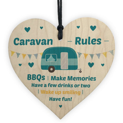 Novelty Caravan Rules Sign Hanging Door Wall Plaque Family Gift ...
