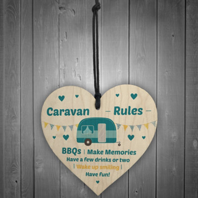 Novelty Caravan Rules Sign Hanging Door Wall Plaque Family Gift Campervan Sign Home Decor