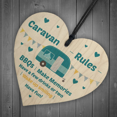Novelty Caravan Rules Sign Hanging Door Wall Plaque Family Gift Campervan Sign Home Decor