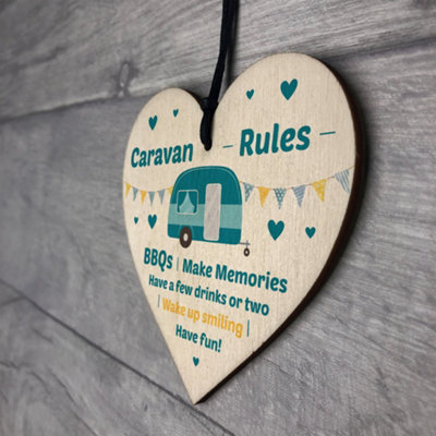 Novelty Caravan Rules Sign Hanging Door Wall Plaque Family Gift Campervan Sign Home Decor